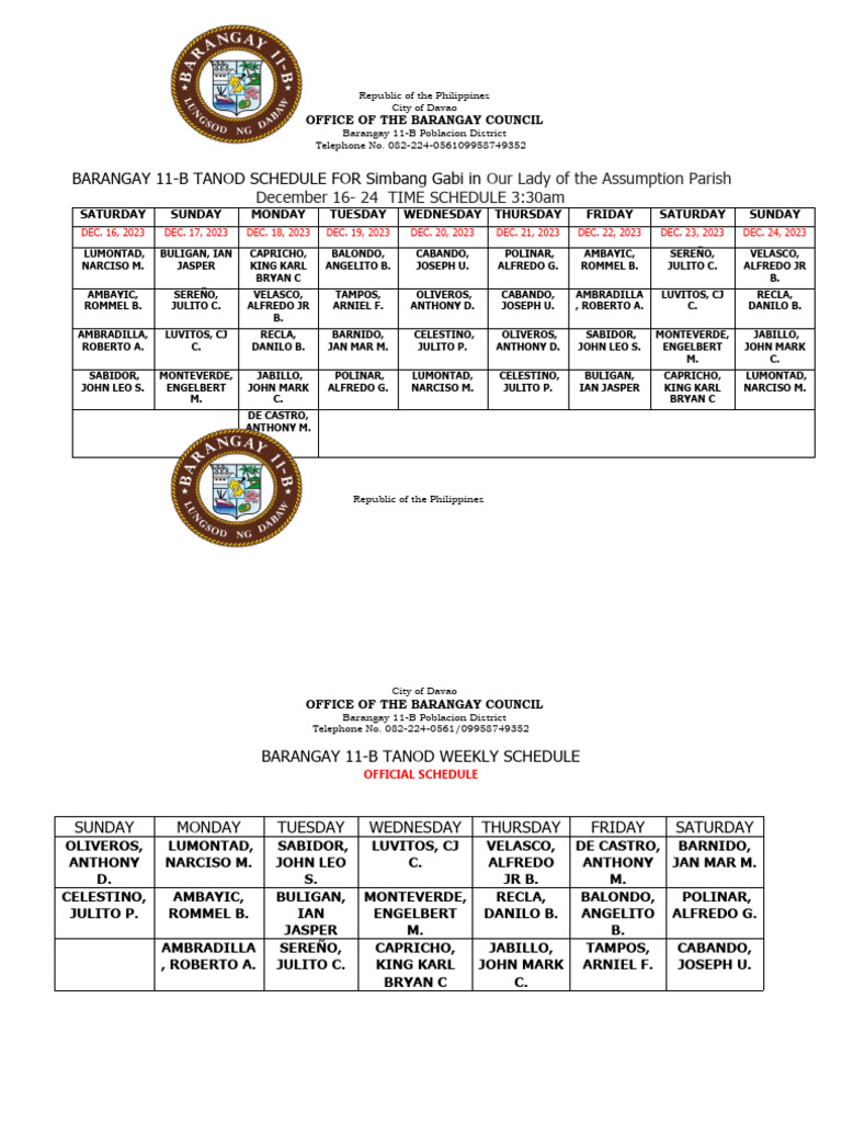 Barangay 11-b Tanod | PDF