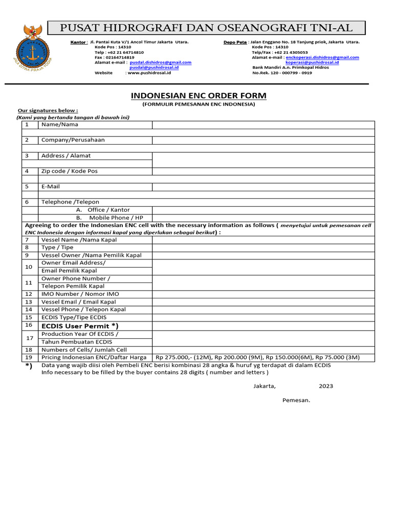 Form Order Peta Laut | PDF