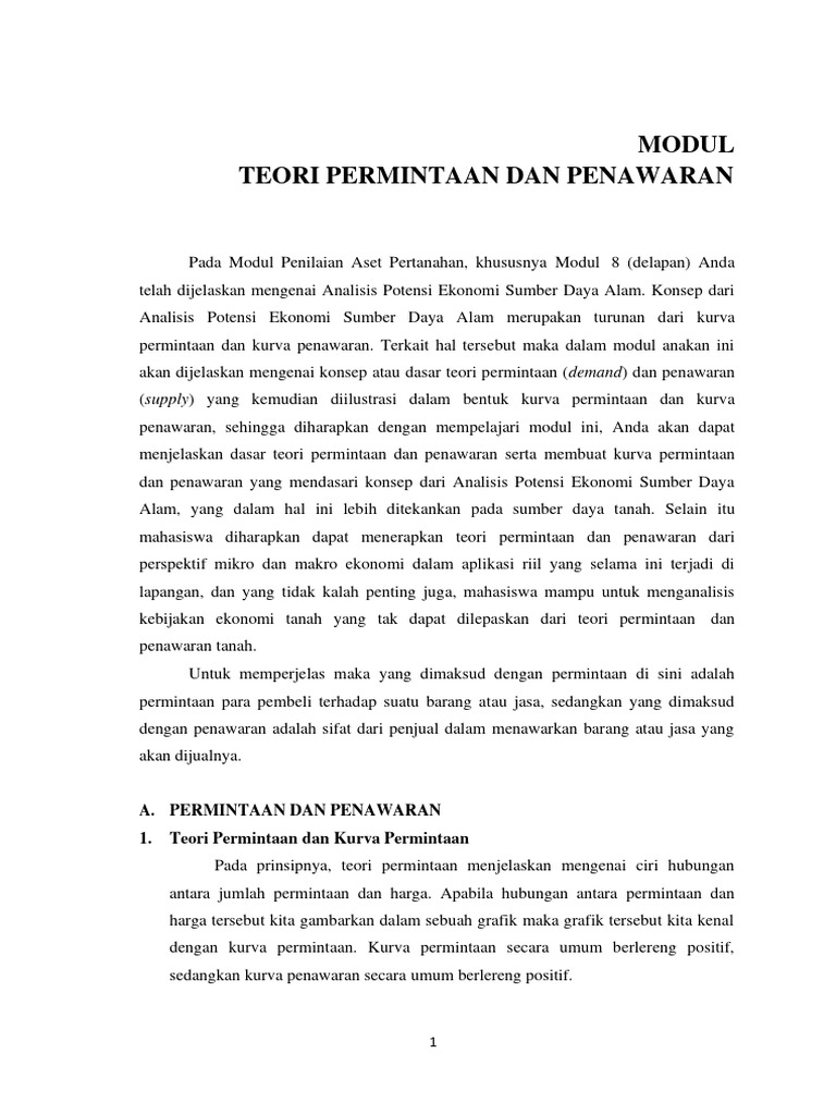Teori Permintaan Dan Penawaran | PDF