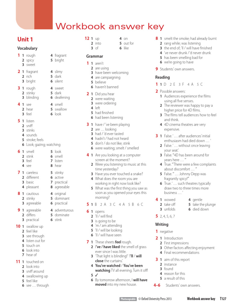 Workbook Answer Key Overview | PDF