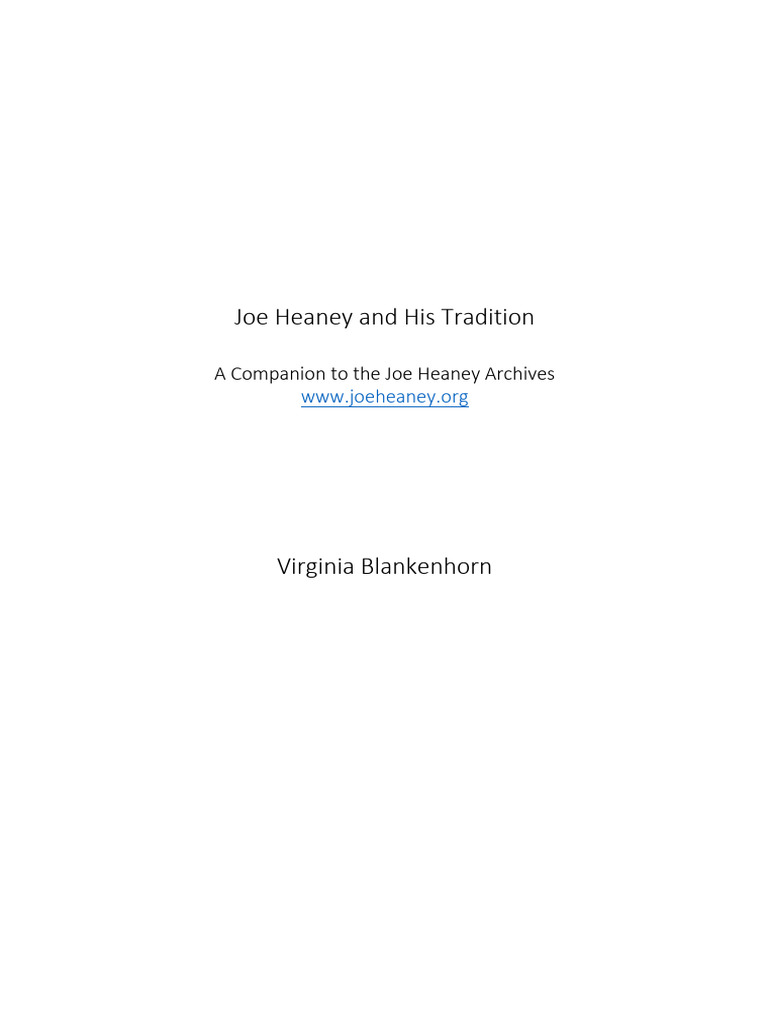 Joe Heaney and His Tradition | PDF | Irish Language
