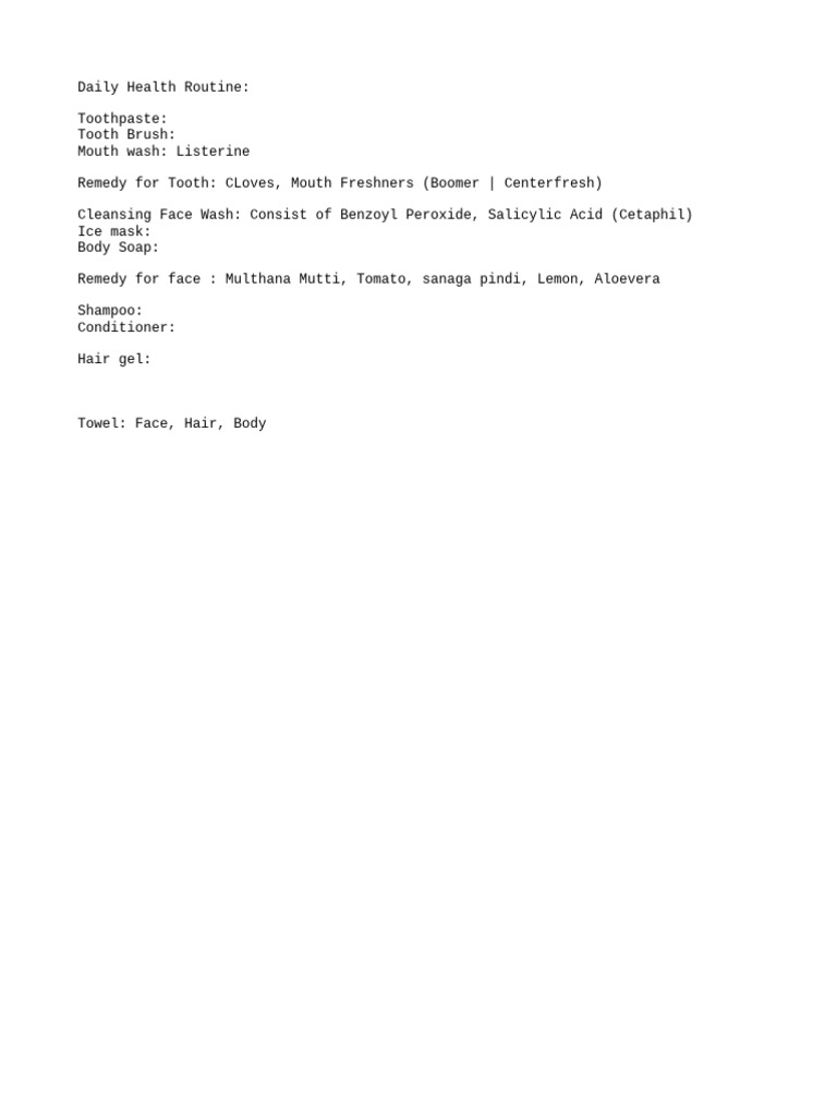 Daily Health Routine | PDF Daily Health Routine | PDF