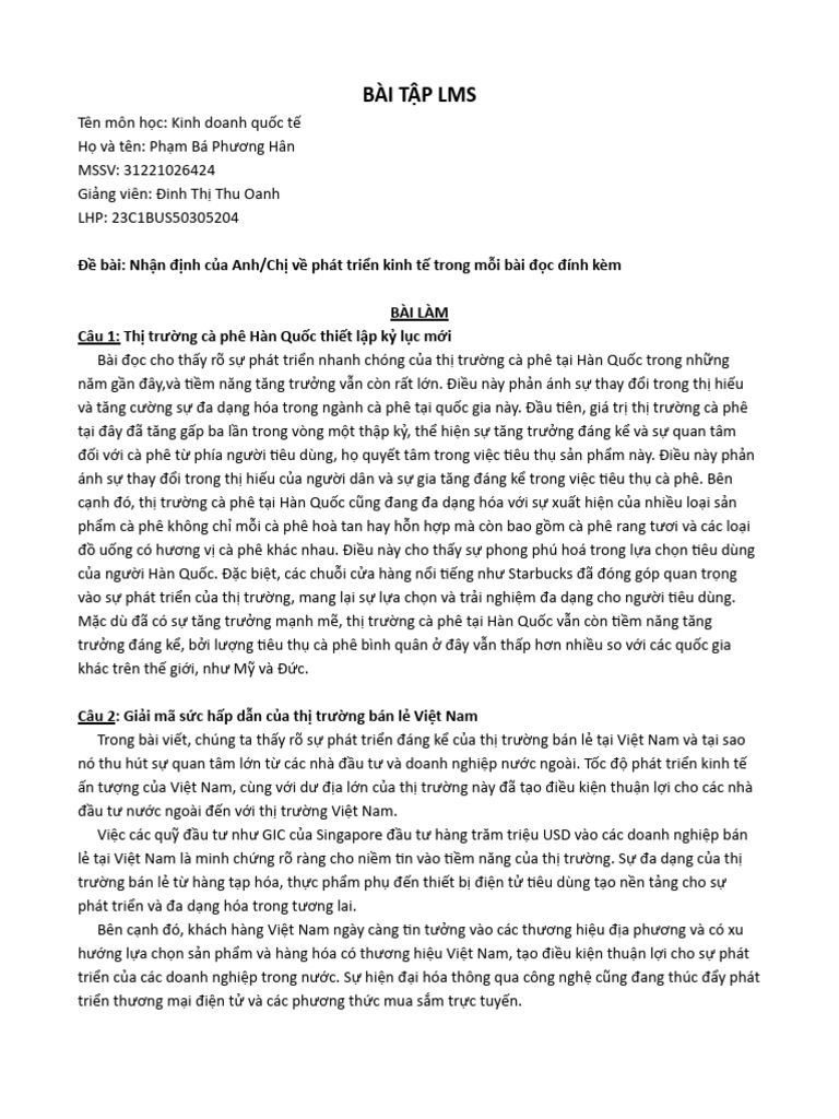 BÀI TẬP LMS | PDF