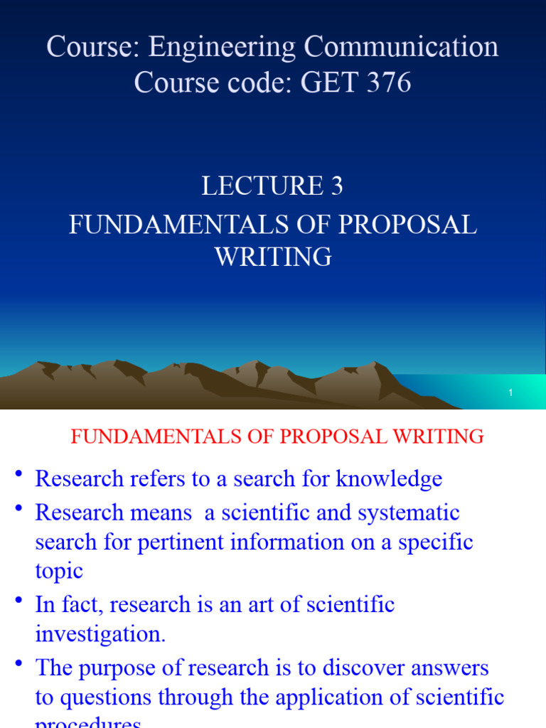 Lect 3 - Fundamental of Proposal Writing | PDF | Sampling (Statistics) | Statistics