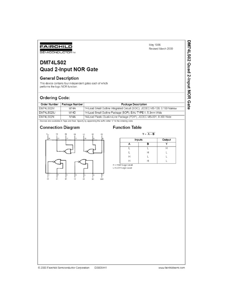 74LS02 PDF, 74LS02 Descripción Electrónicos, 74LS02 Datasheet, 74LS02 ...