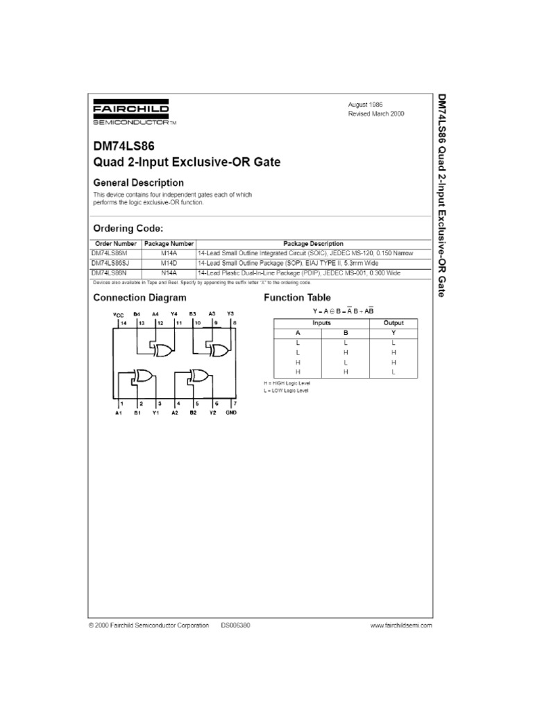 74LS86 PDF, 74LS86 Descripción Electrónicos, 74LS86 Datasheet, 74LS86 ...