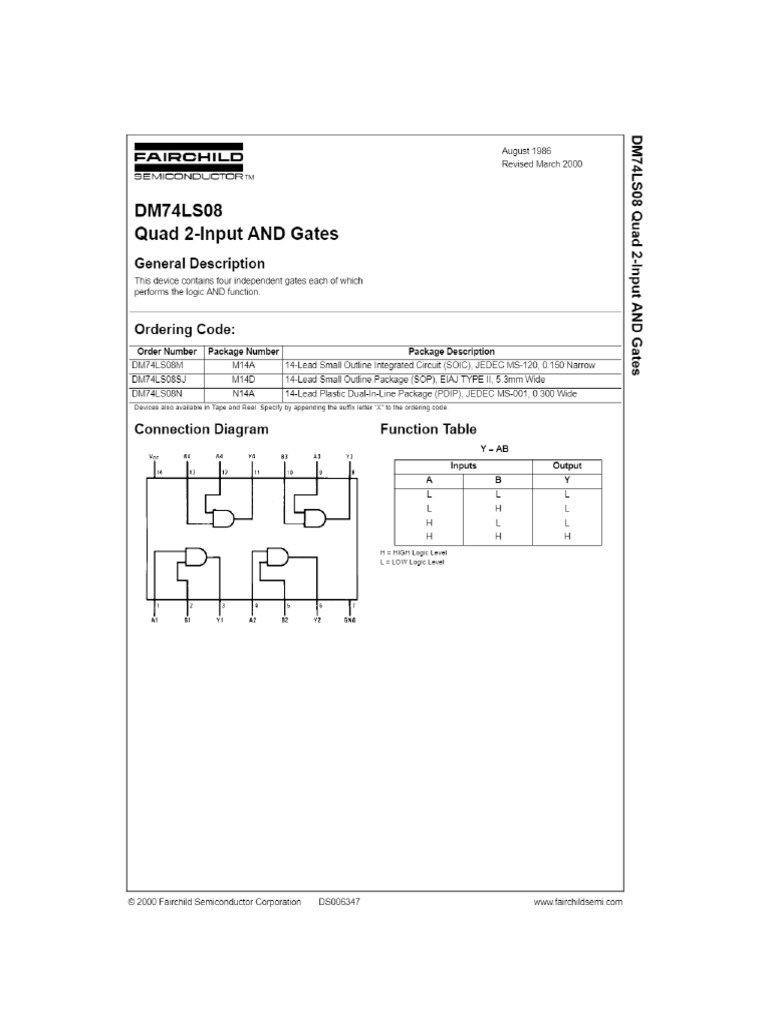 74LS08 PDF, 74LS08 Descripción Electrónicos, 74LS08 Datasheet, 74LS08 ...