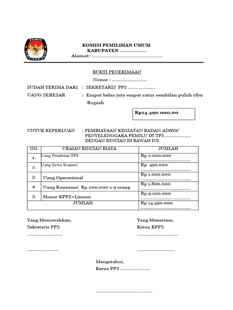 Tanda Terima Dan SPTBJ | PDF | Pengelolaan Keuangan & Uang | Game & Aktivitas