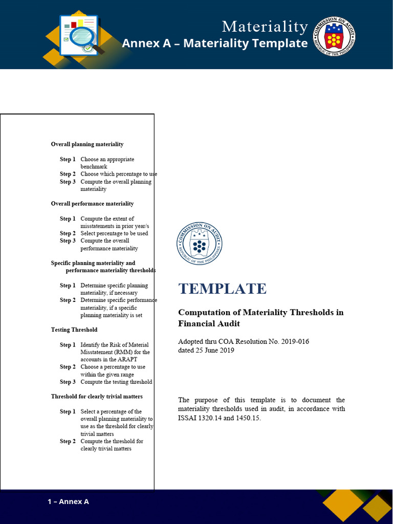 Annex A - Materiality Template | PDF | Financial Statement | Financial ...