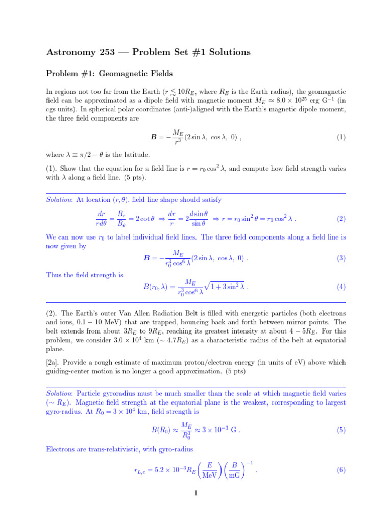 Ay253 - 2016 - Problem Set 1 Solutions | PDF | Electron | Electronvolt
