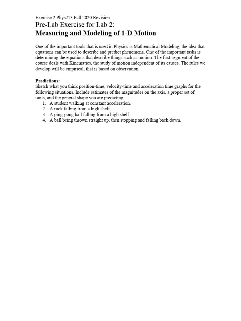 Lab 2 Measurement and Modeling Motion | PDF | Mass | Physics