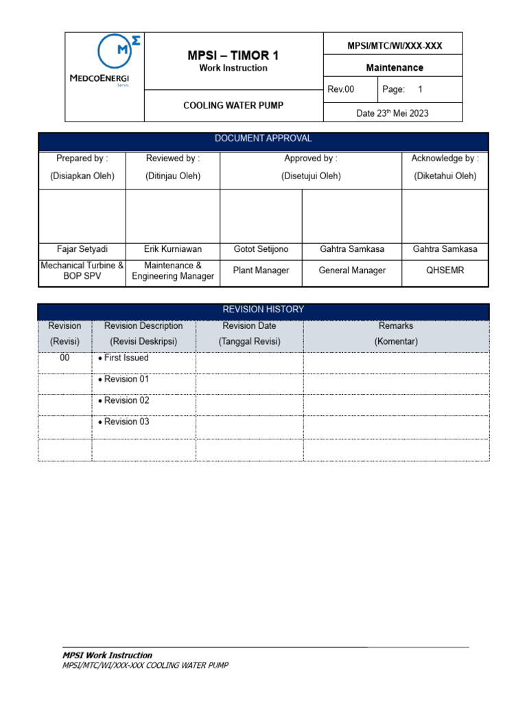 WI-Cooling Water Pump (Inspection, Assembly, Disassembly,) Josua | PDF ...