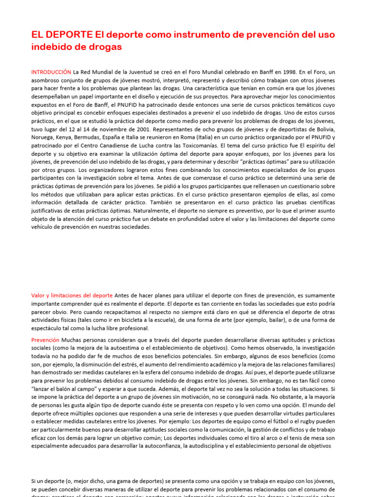 EL DEPORTE El Deporte Como Instrumento de Prevención | PDF | Deportes ...