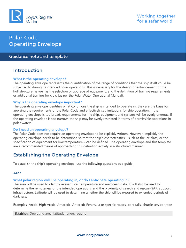 Polar Code Operating Envelope Guidance Note and Template Version 1.0 S ...