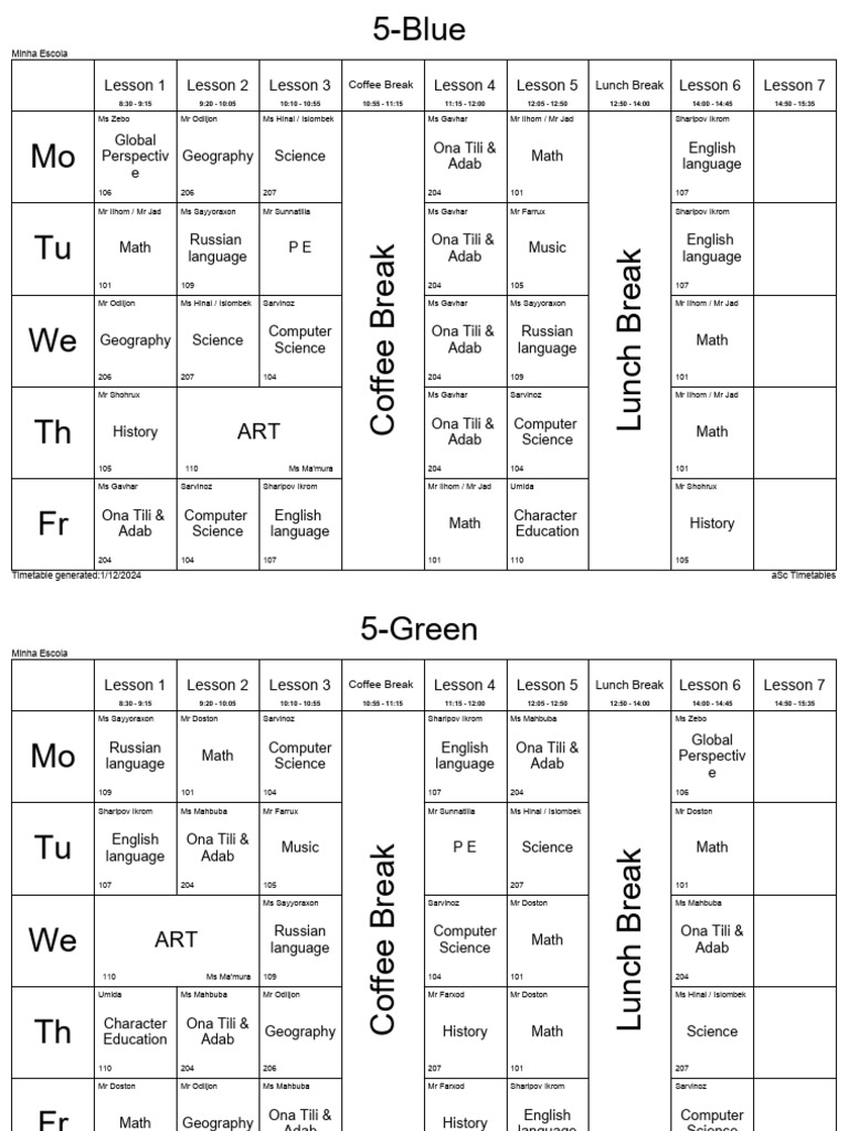 Timetable | PDF | Science | Observation