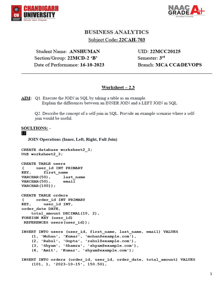 22MCC20125 Anshuaman Ba 2.3 | PDF | Data Management | Software Engineering