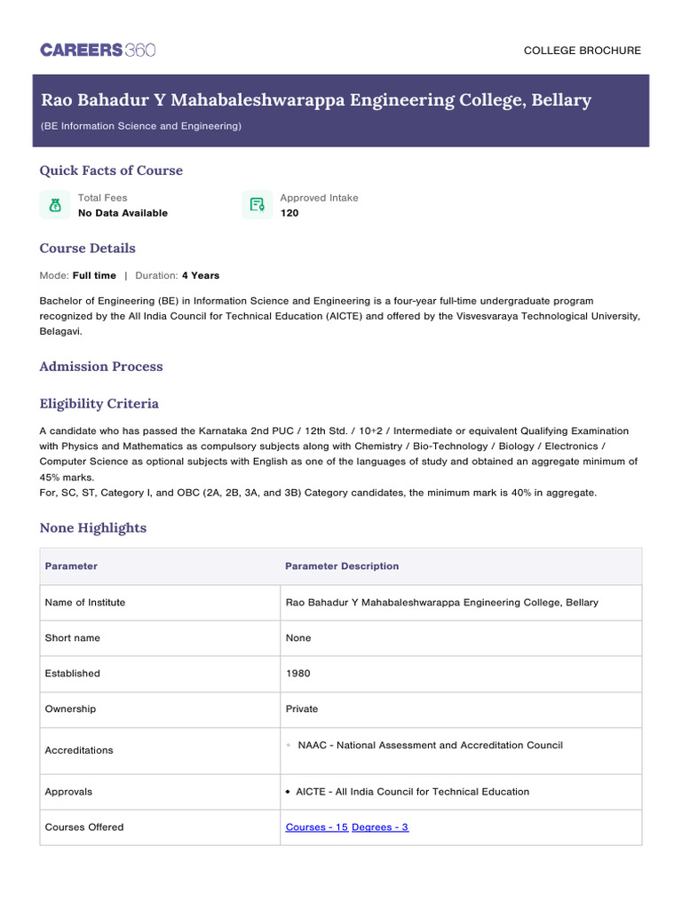 BE in Information Science at RBYMEC Bellary | PDF | Technology ...