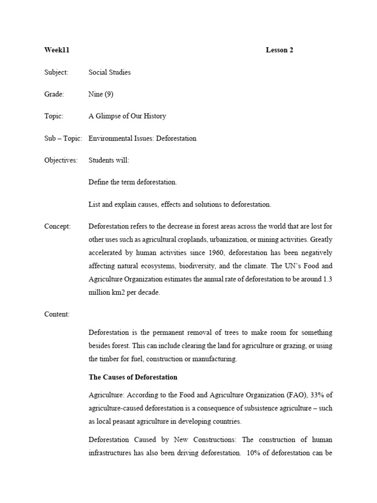 Grade 9 Social Studies Week 11 Lesson 2 | PDF | Deforestation | Agriculture