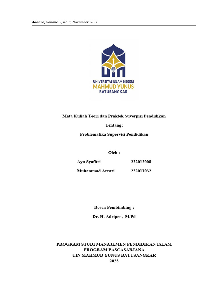 Problematika Supervisi Pendidikan | PDF