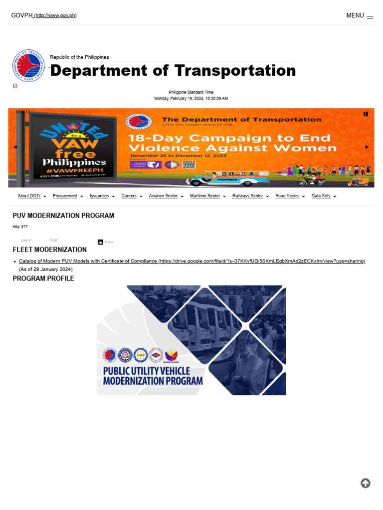 DOTr - PUV Modernization Program | PDF | Transport | Public Transport