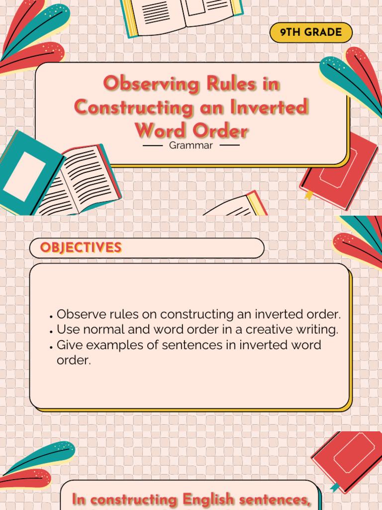 Observing Rules in Constructing An Inverted Word Order | PDF | Verb | Subject (Grammar)
