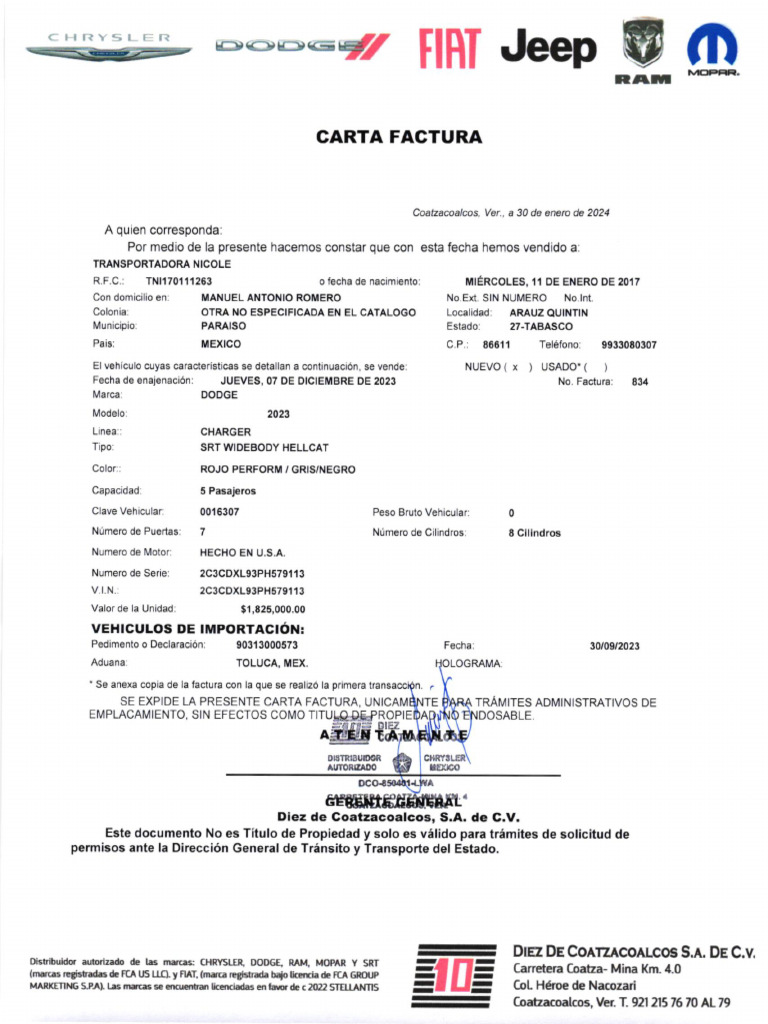 Carta Factura | PDF
