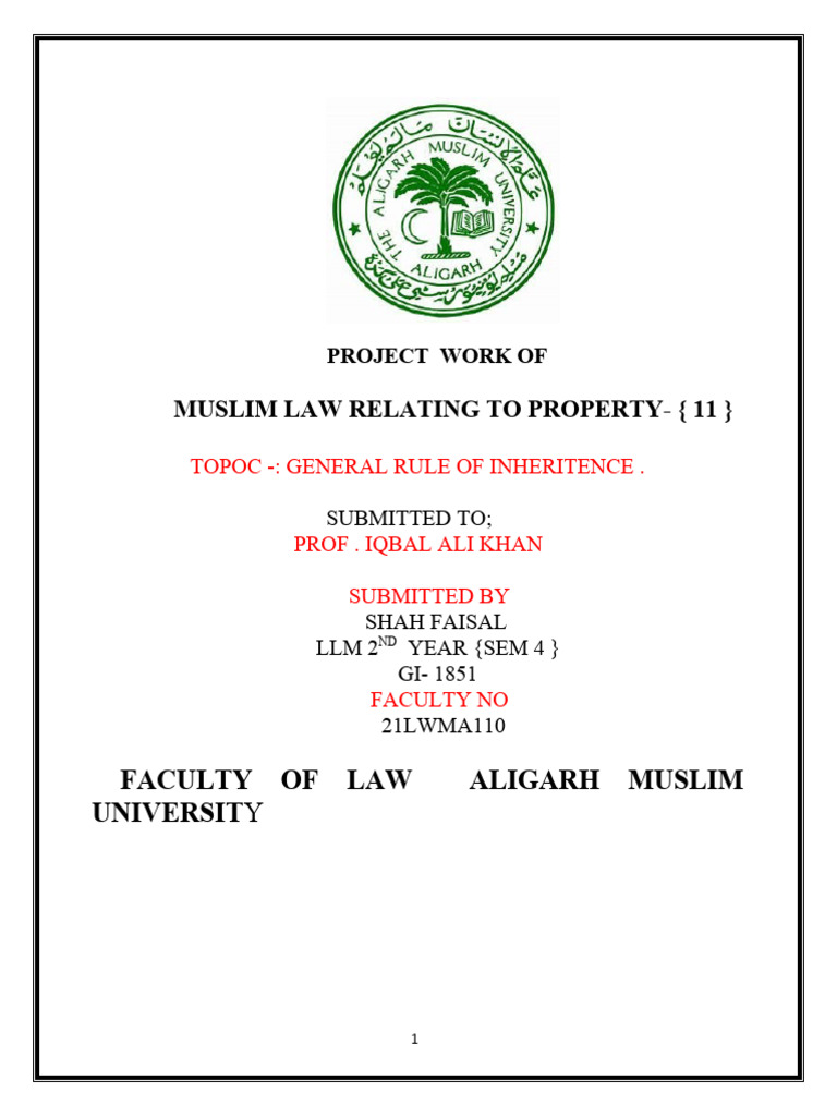 Muslim Law of Inheritance | PDF | Inheritance | Sharia