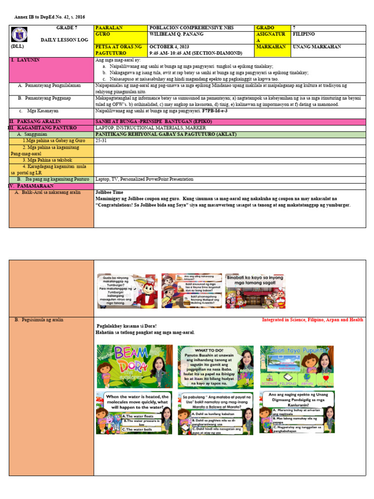 Epiko Lesson Plan Co1 Pdf