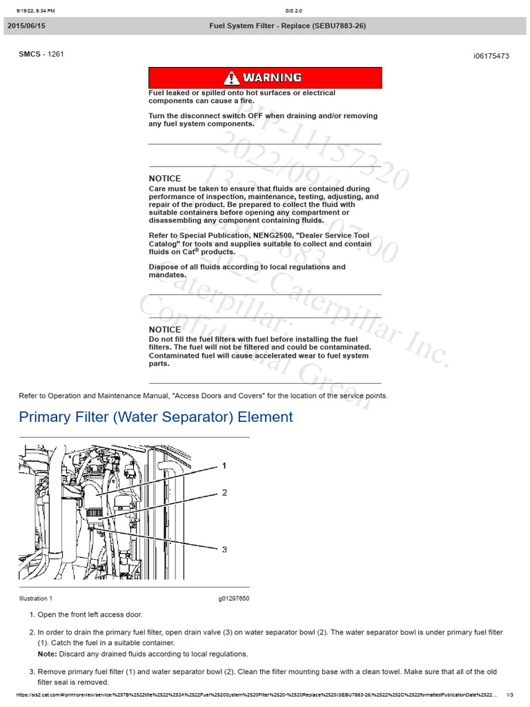 Fuel System Filter-Replace | PDF | Water | Mechanical Engineering
