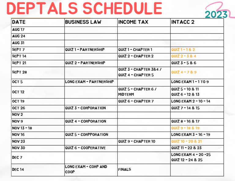 Deptals Schedule | PDF