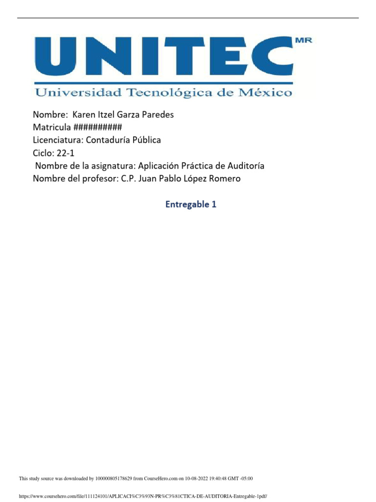 APLICACI N PR CTICA DE AUDITORIA Entregable 1 PDF | PDF | Business | Depreciación
