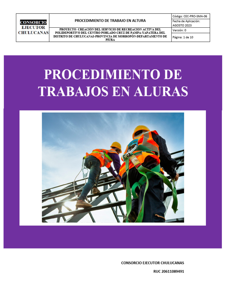 CEC-PRO-SMA-06 Procedimiento para Trabajo en Alturas | PDF