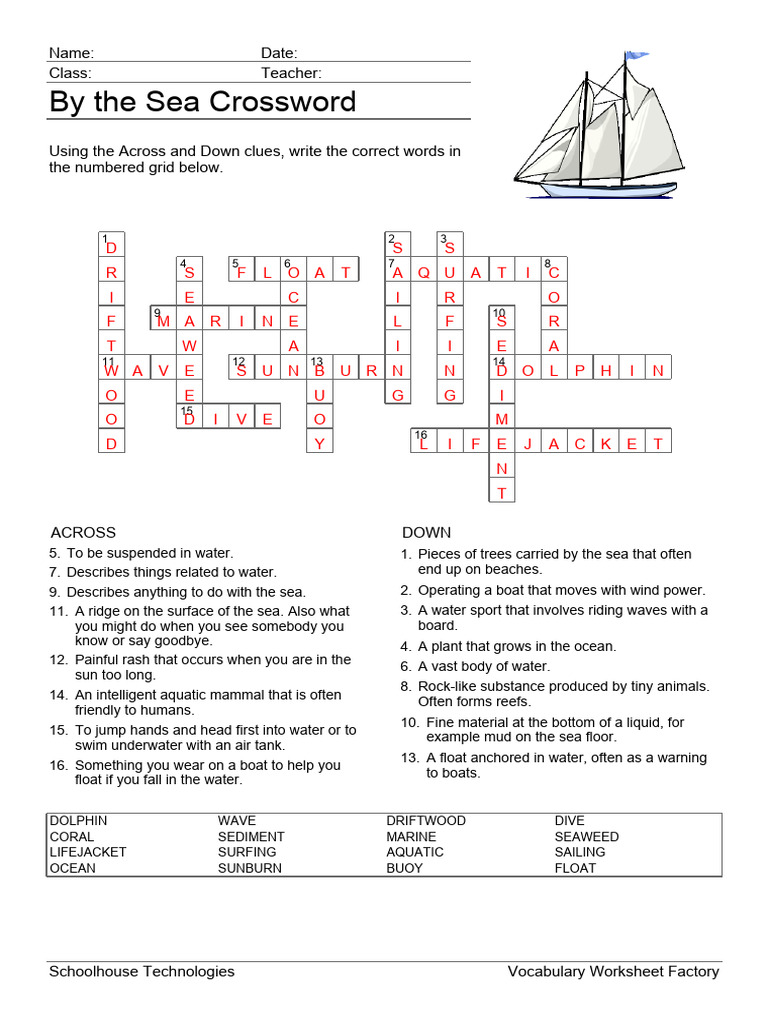 By The Sea - Answers | PDF | Sea | Water