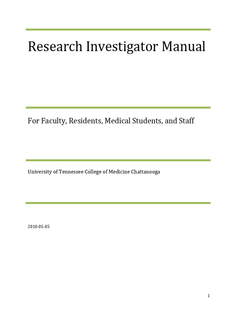 Research Investigator Manual | PDF | Institutional Review Board ...