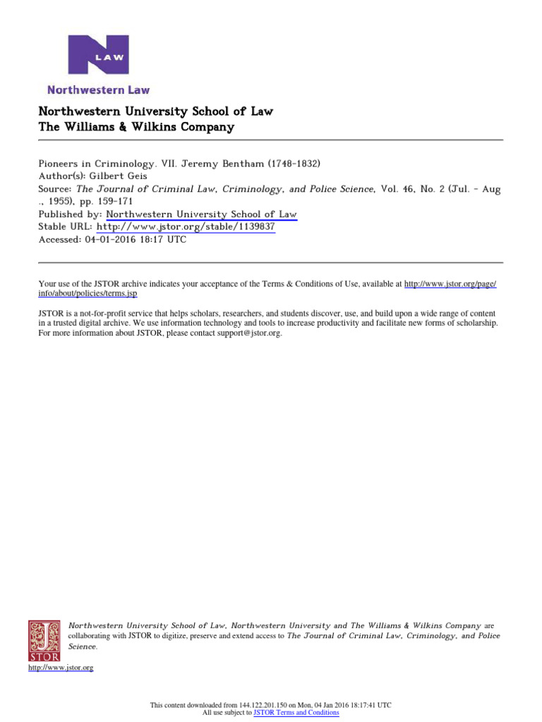 Bentham's Impact on Criminology | PDF | Crimes | Crime & Violence