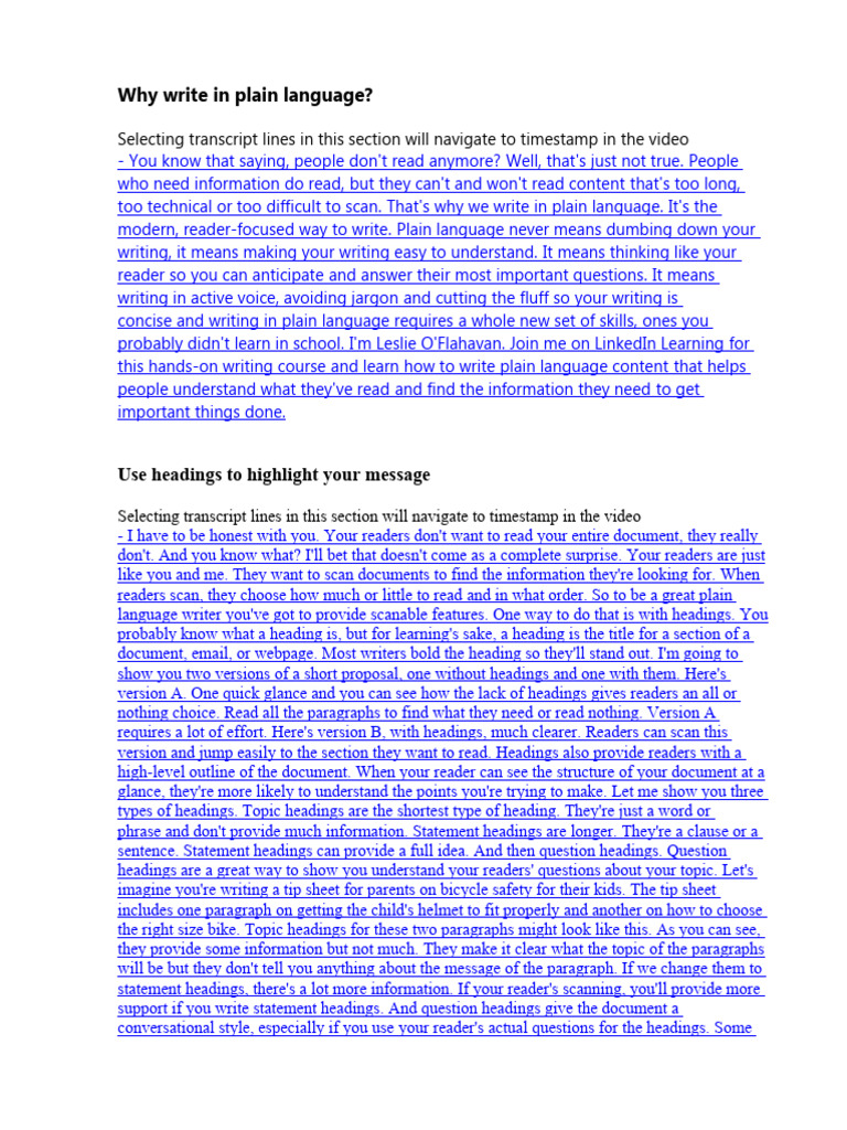 Why Write in Plain Language | PDF | Verb | Plain Language