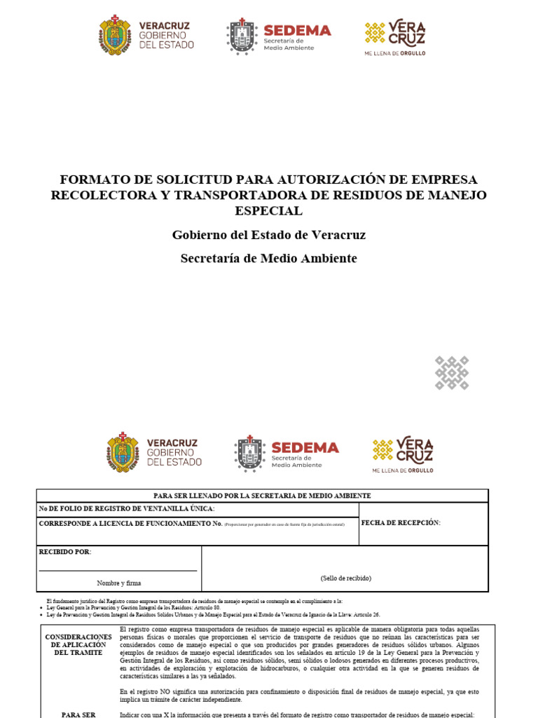 5 Formato de Solicitud de Empresa Recolectora y Transportadora de ...