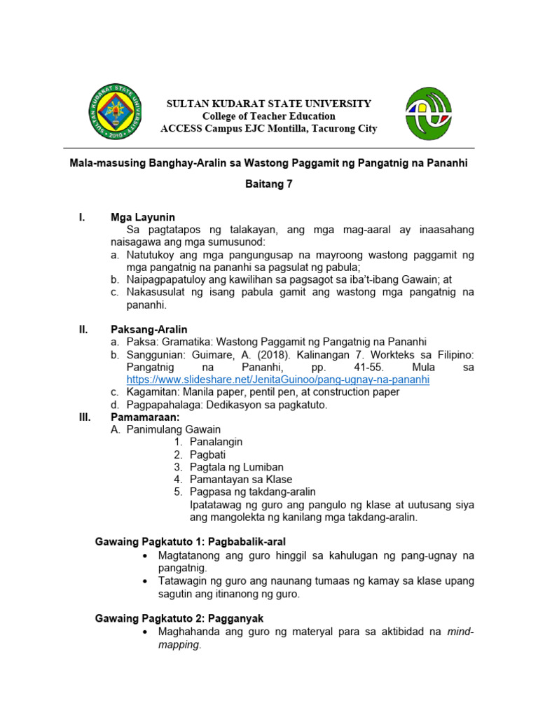 Banghay-aralin-G10-Q3-Pangatnig-na-Pananhi-3 | PDF