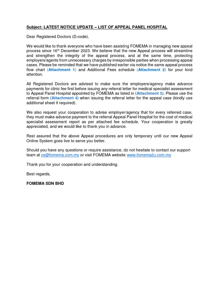 FOMEMA Appeal Process Update | PDF | Physician | Medicine