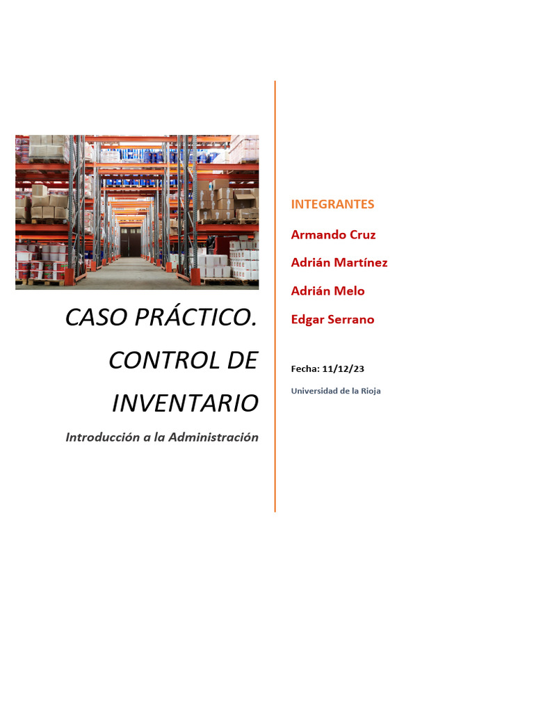 Caso Práctico Grupal. Control de Inventario | PDF | Inventario | Negocios económicos