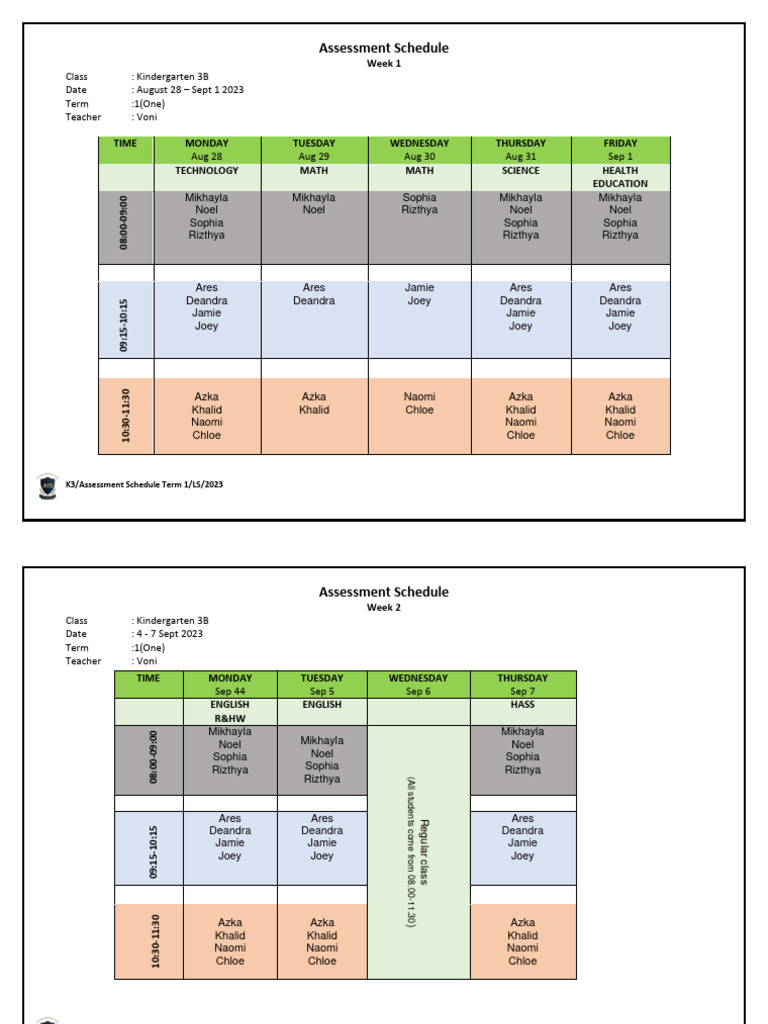 Assessment Schedule | PDF
