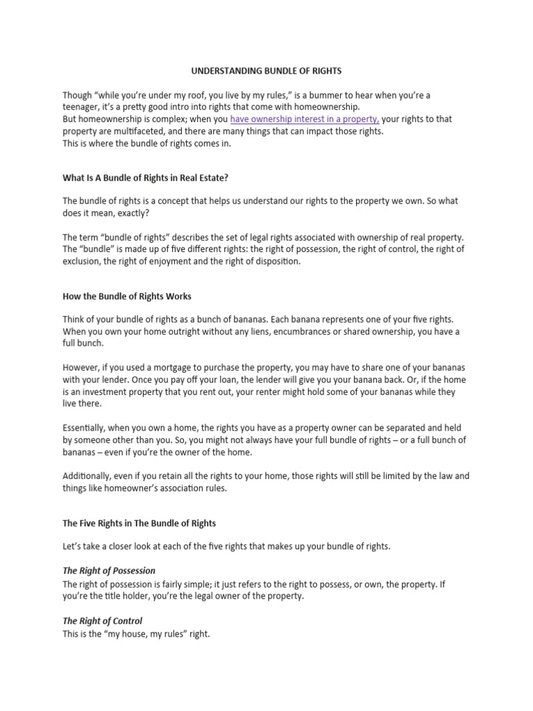 Bundle of Rights | PDF | Property | Ownership