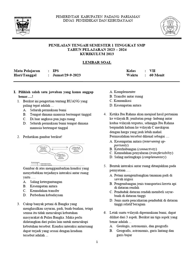 Soal PTS Gasal Ips KLS Vii | PDF