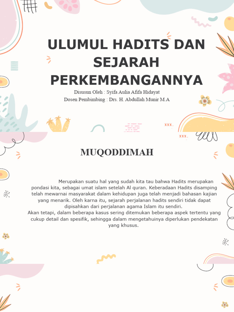 Ulumul Hadits Dan Sejarah Perkembangannya AFIFAH HIDAYAT | PDF