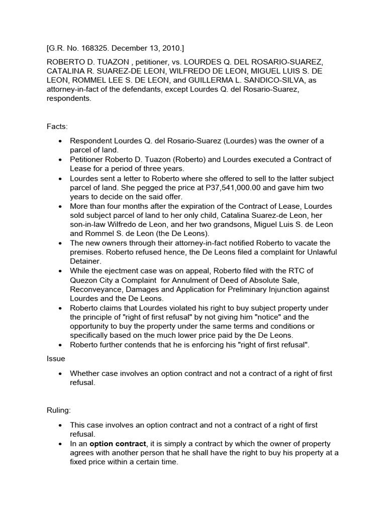 Tuazon v. Suarez | PDF