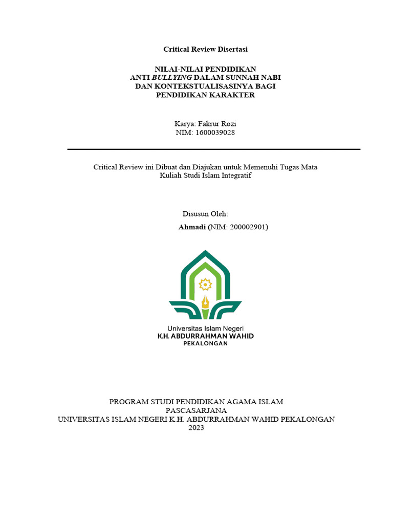 Contoh Critical - Review - Disertasi | PDF