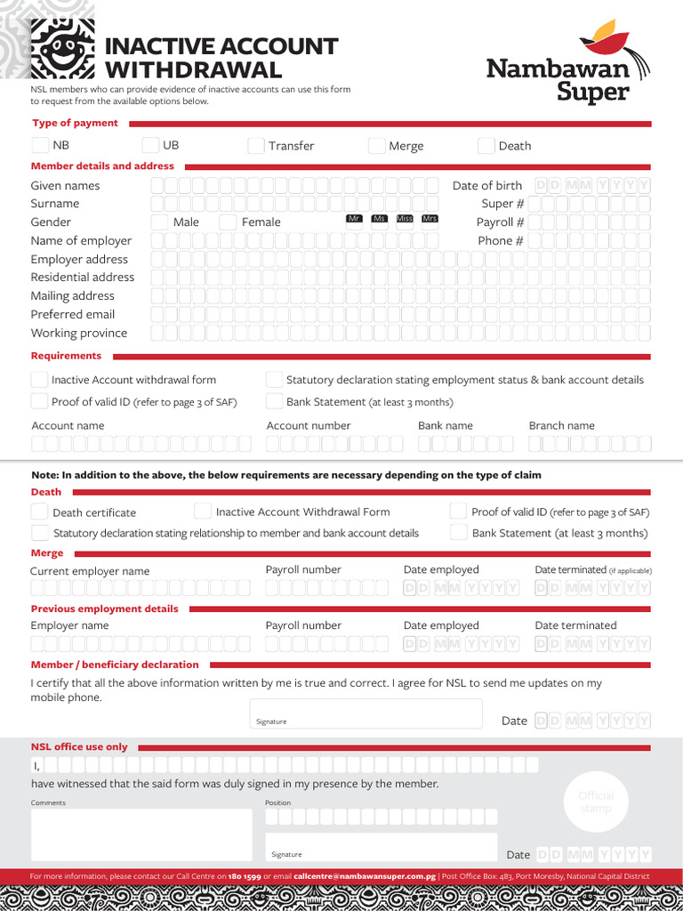 Inactive Account Withdrawal Form | PDF