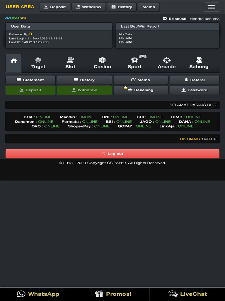 Gopay69 User Area | PDF