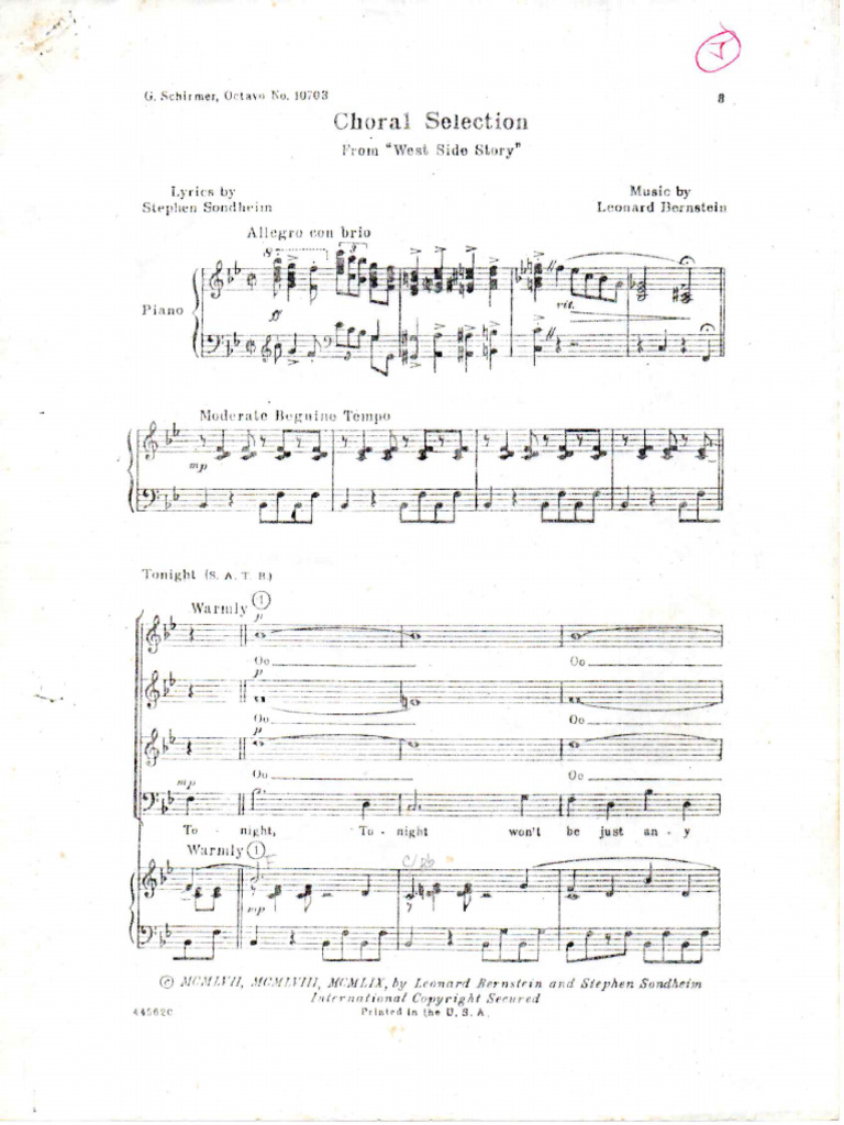 Choral Selection From ''West Side Story'' by Leonard Bernstein | PDF