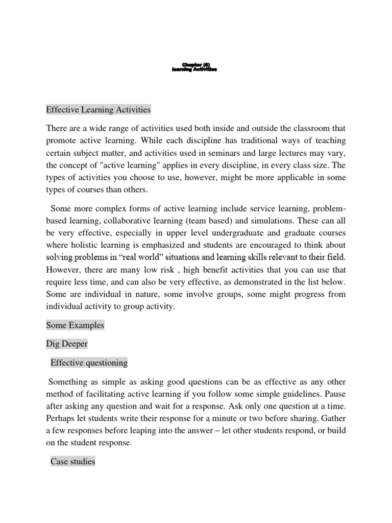 Effective Learning Activities and Teaching Aids | PDF | Learning | Teachers